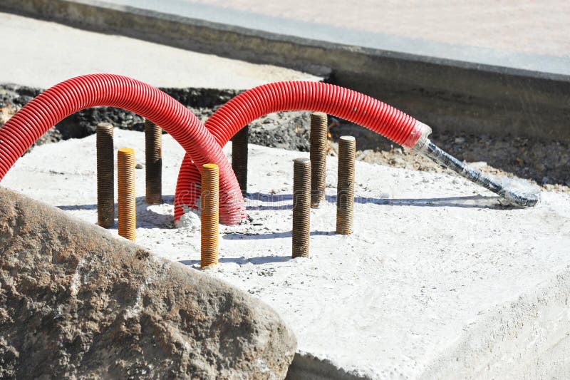 Power cable in PVC pipe stock image. Image of channelled - 86347515