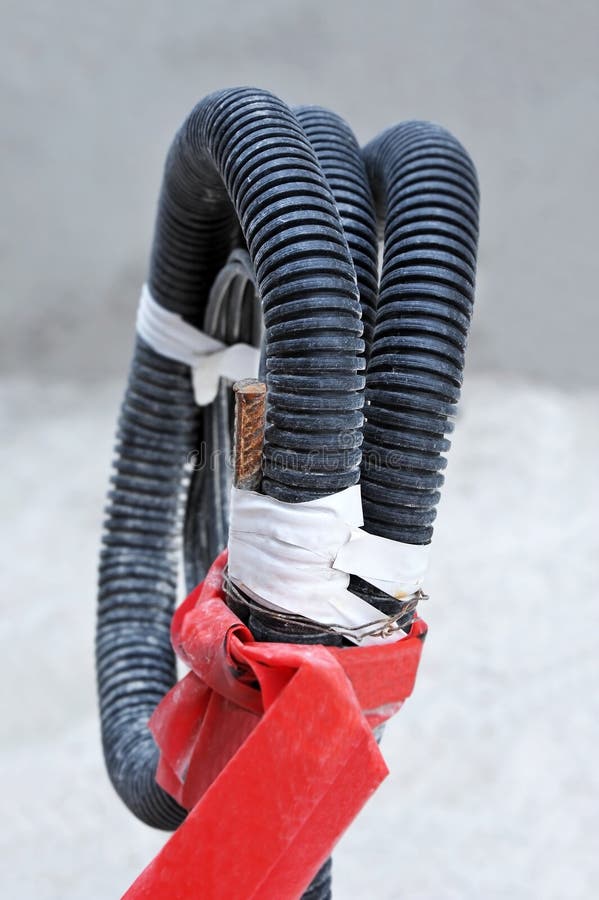 Power cable in PVC pipe stock photo. Image of cable - 157147402