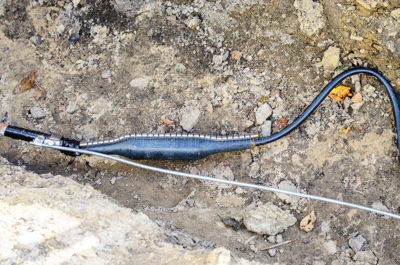 Power Cable Repair in Ground Pit with Connector and Grounding Wire ...