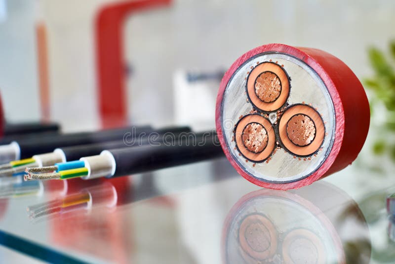 Cross Section of Electrical Aluminum Cable Stock Photo - Image of ...