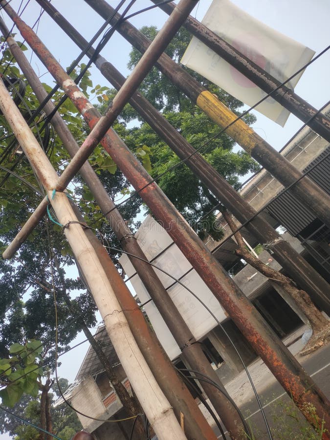 Power cable support posts stock image. Image of power - 325981299