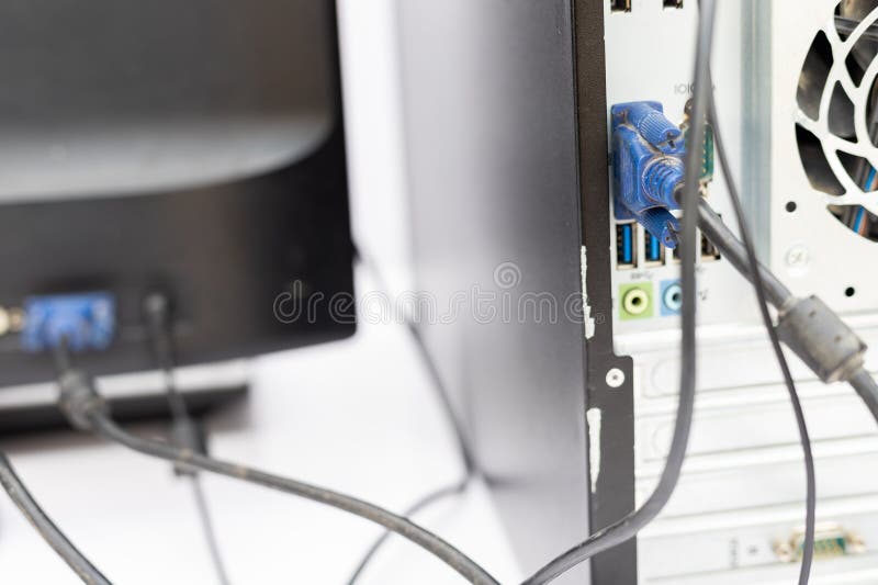 Power Cables and Connections on a Desktop Computer Stock Photo - Image ...