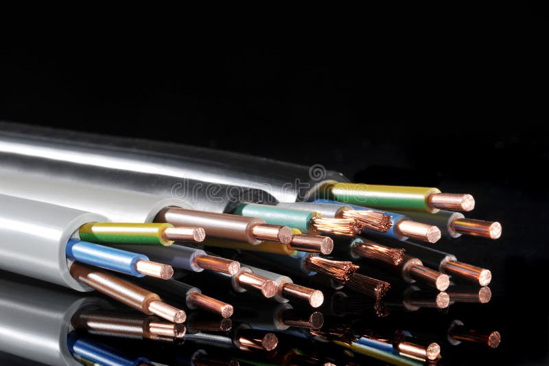 Power cables stock photo. Image of yellow, current, power - 40861384