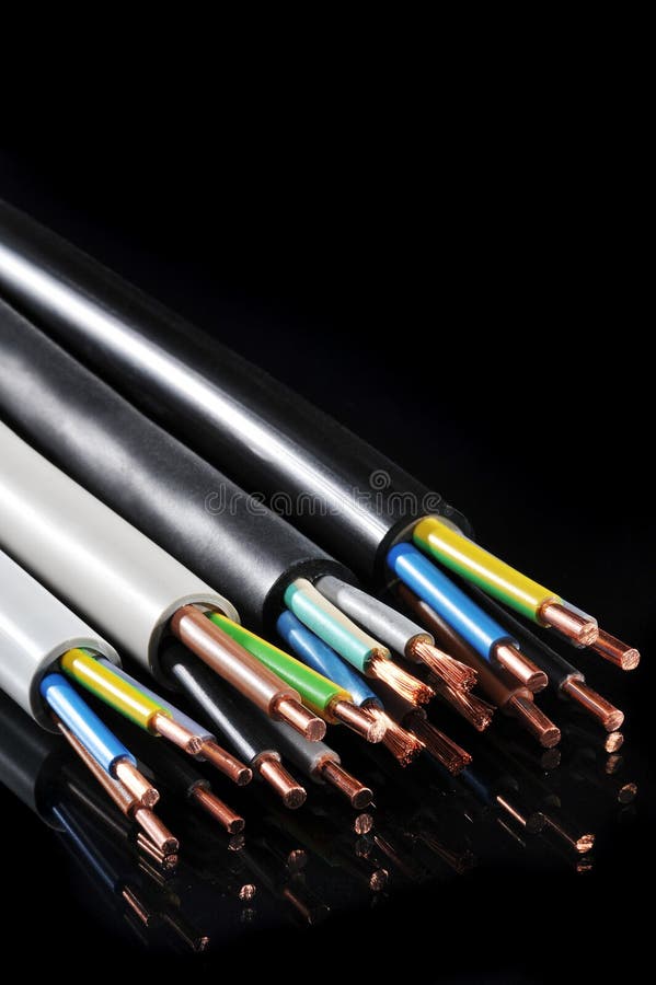 Power cables stock image. Image of lead, power, yellow - 41900069