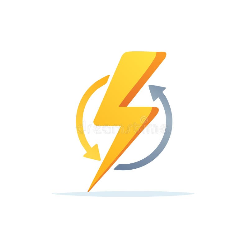 Power Charge and Renewal Concept Icon with Lightning Bolt and Circular ...