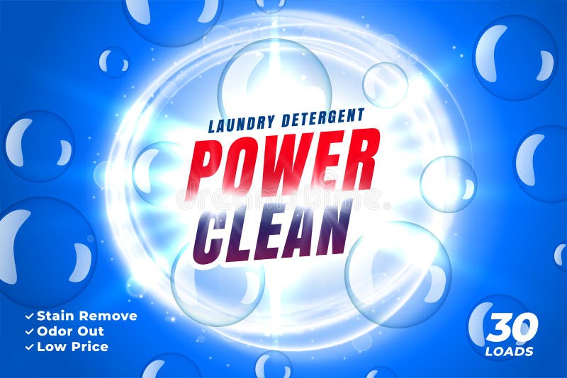 Power Clean Laundry Detergent Packaging Concept Banner Design Stock ...