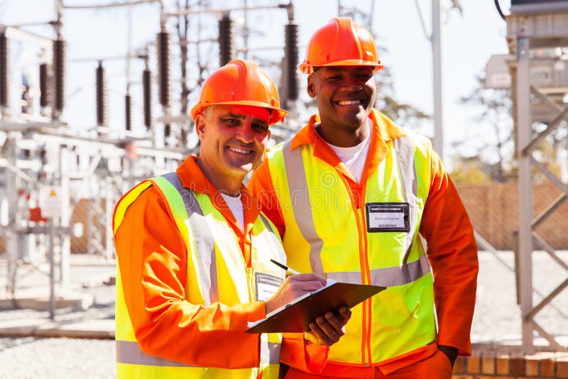 Electricity company worker stock image. Image of african - 66547121