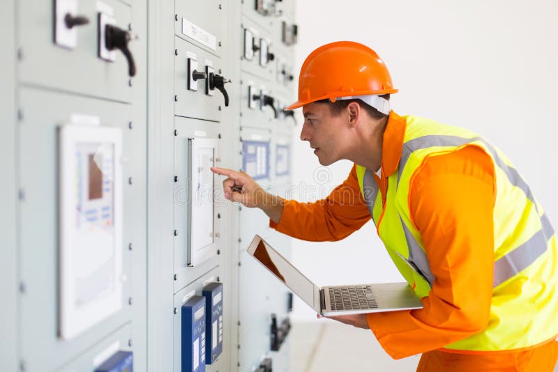 Technical Worker and Large Gears Shafts Stock Image - Image of ...