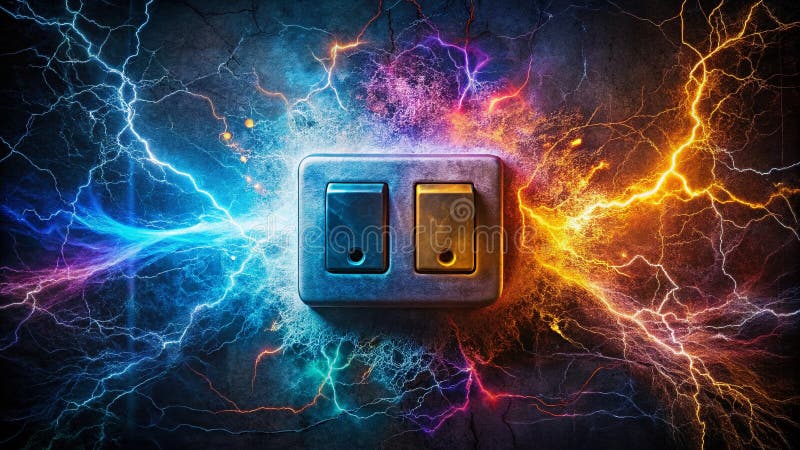 Power Connection Concept a Double Exposure of an Electrical Switch and ...