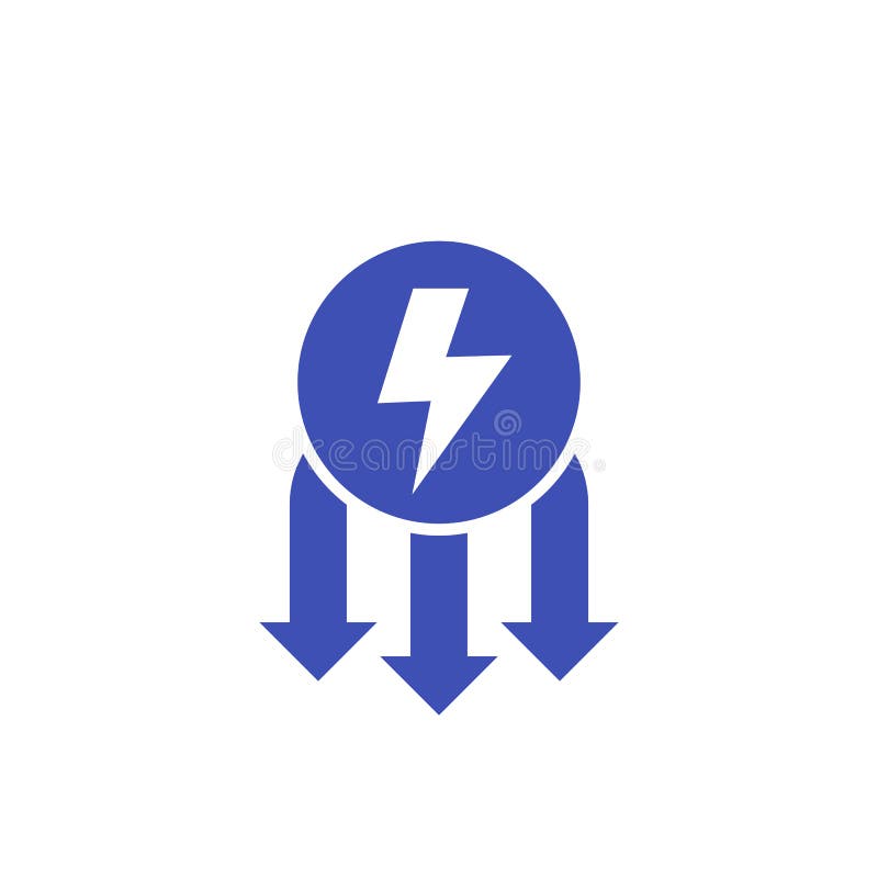 Power Consumption Reduction Icon with Arrows Stock Vector ...