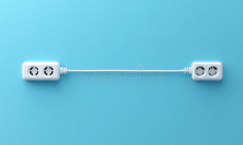 Power Cord Connects Outlets, Blue Background Stock Illustration ...