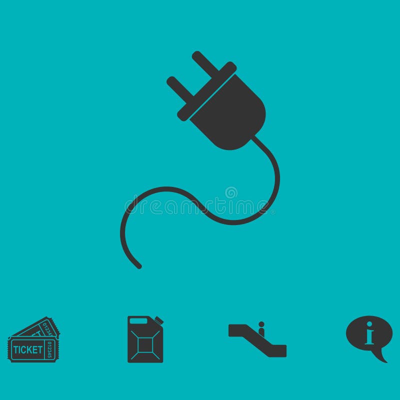 Power cord icon flat stock illustration. Illustration of line - 182644295