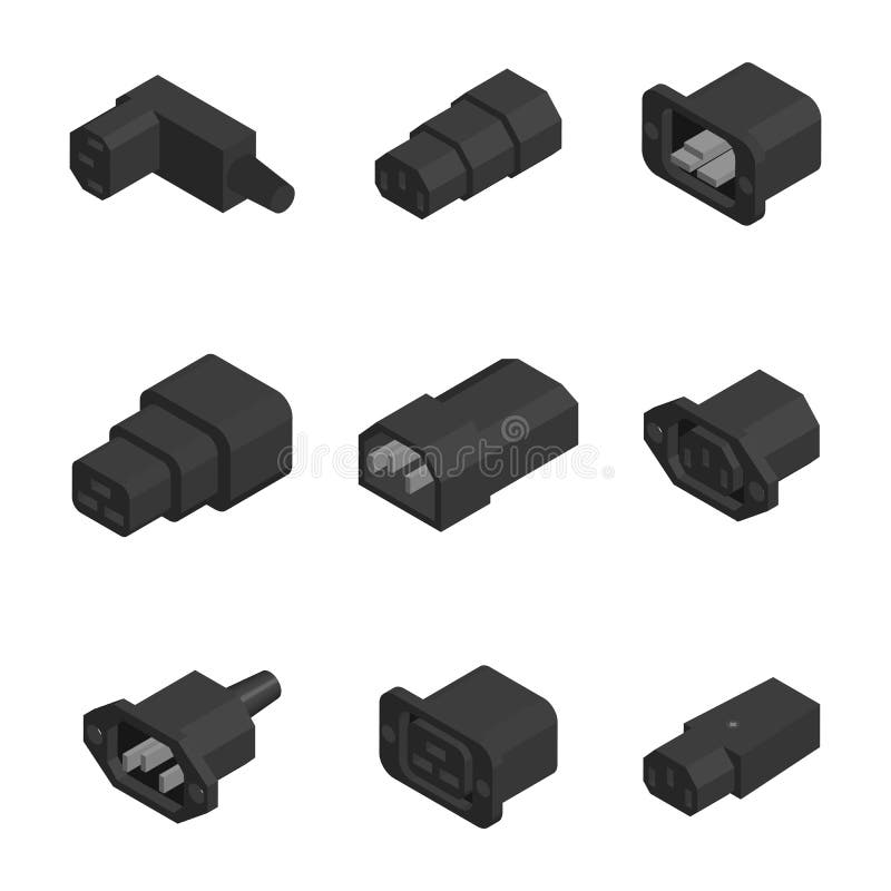 Power Cords and Connectors 3D, Vector Illustration Stock Vector ...