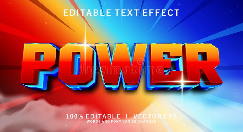 Power 3d Vector Text Effect with Modern Style Design Stock Vector ...