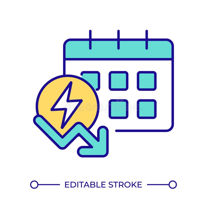 Power Decrease Schedule RGB Color Icon Stock Illustration ...