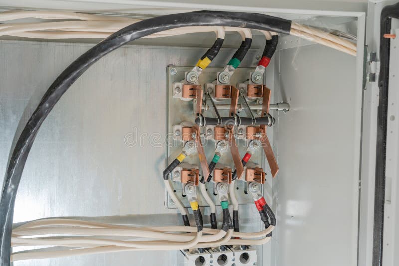 Electric Control Panel Enclosure Closeup. Electrical Voltage Stock ...