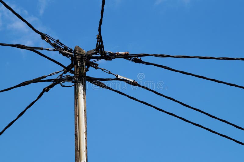 Electricity Post with Wire Lines. Power Electric Distribution Stock ...