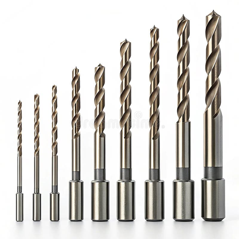 Power Drill Bit Set in Various Sizes on White Background Stock ...