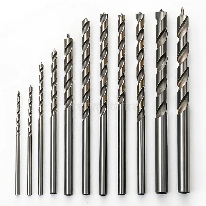 Power Drill Bit Set in Various Sizes on White Background Stock ...