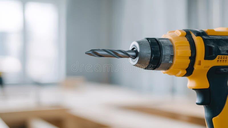 A Power Drill with a Metallic Twist Drill Bit is Prominently Displayed ...