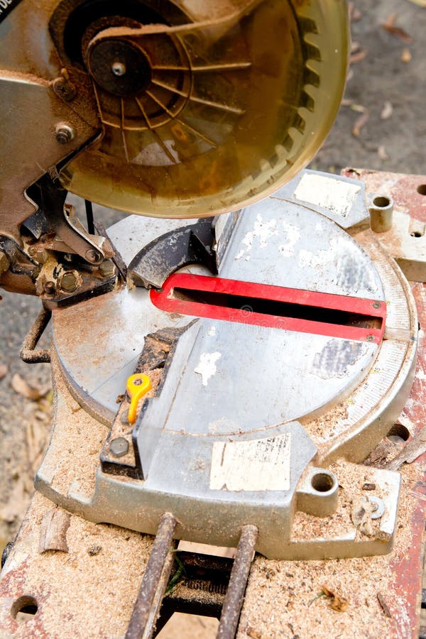 Power Drop Saw - with Sawdust Stock Image - Image of repairing, blade ...