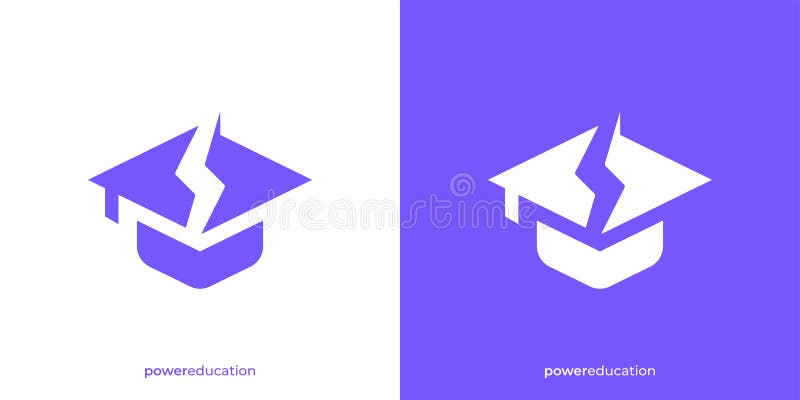 Simple Power Education Logo. Graduation Cap and Lightning Graphic Icons ...