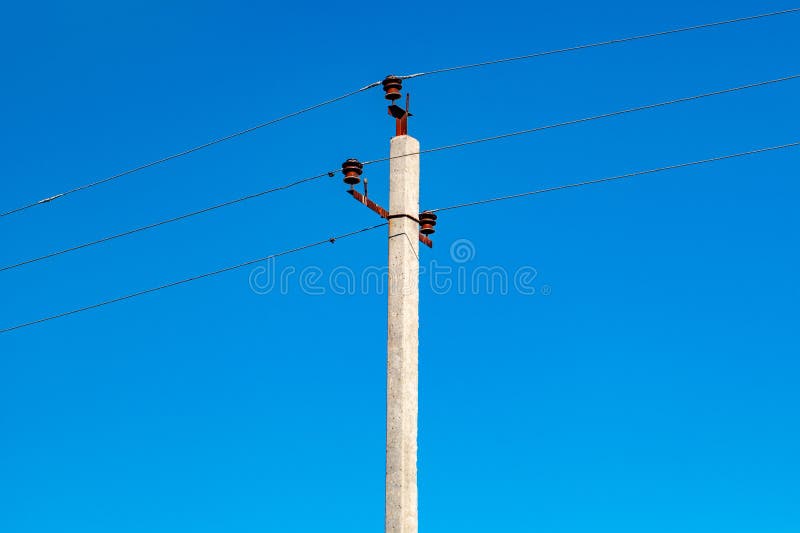 Power Electric Pole with Stretched Wires Stock Image - Image of danger ...