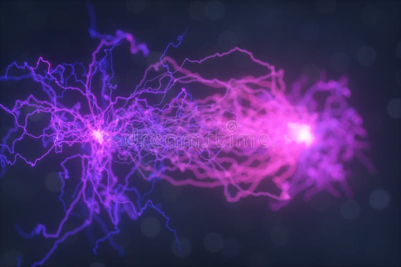 Power Electrical Energy and Lightning Spark, 3d Rendering Stock ...