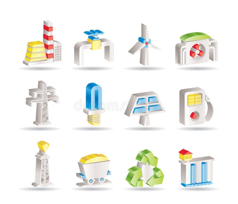 Power and Electricity Industry Icons Stock Vector - Illustration of ...