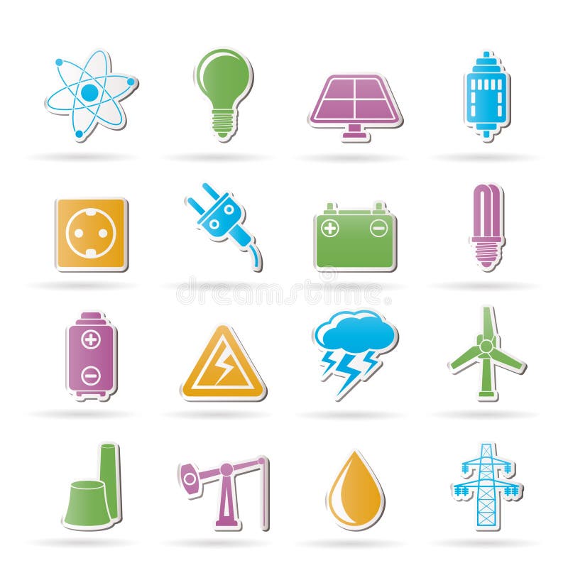 Power and Electricity Industry Icons Stock Vector - Illustration of ...