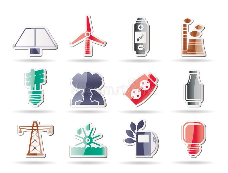 Power and Energy Production Icons Stock Vector - Illustration of ...