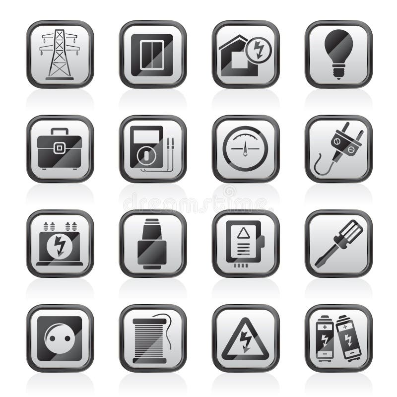 Power and Energy Production Icons Stock Vector - Illustration of ...