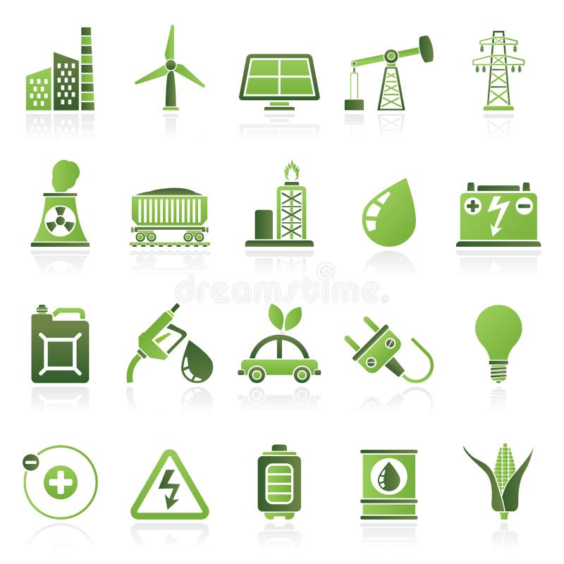 Power and Energy Production Icons Stock Vector - Illustration of ...