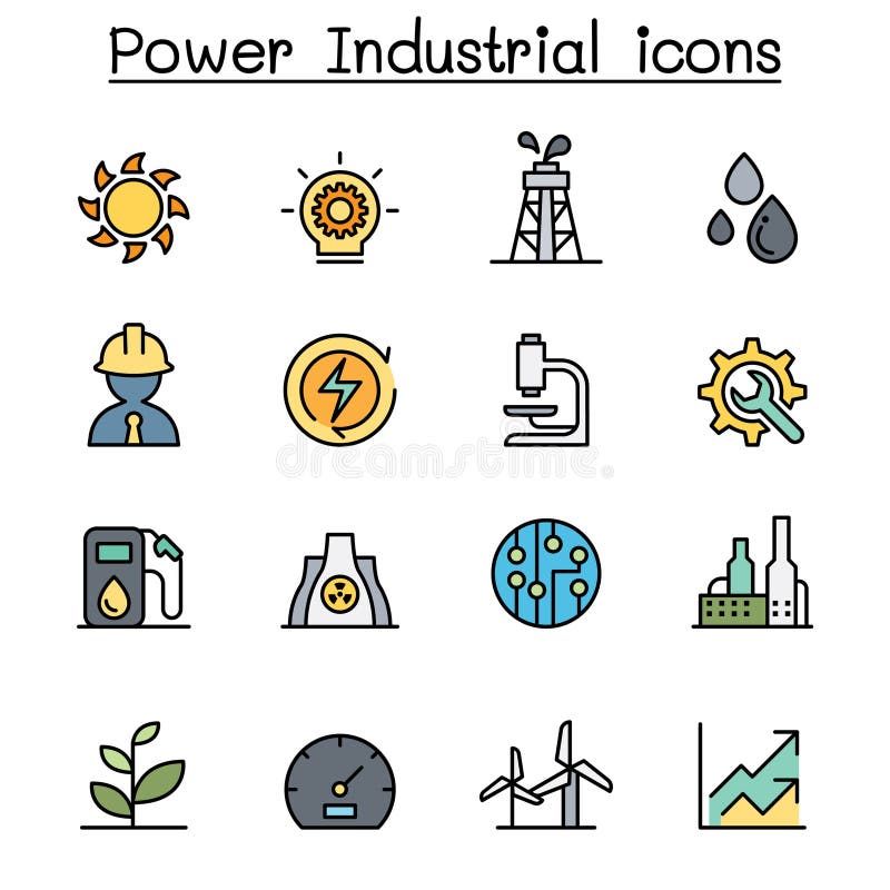 Electricity & Power Industry Icon in Thin Line Style Stock Vector ...
