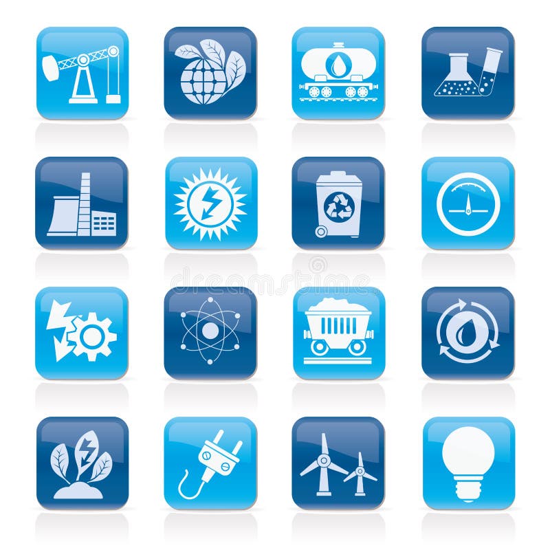 Power and Energy Production Icons Stock Vector - Illustration of ...