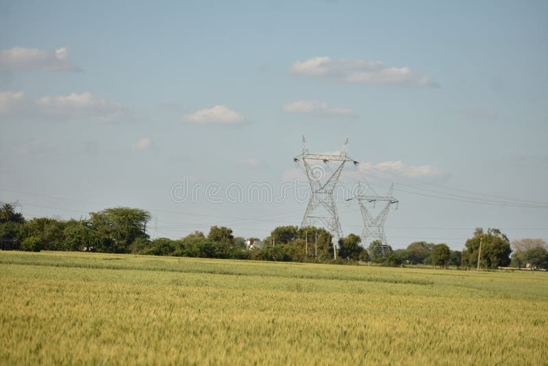 Power Energy Tower Landscape Area Stock Photo - Image of area, wheat ...