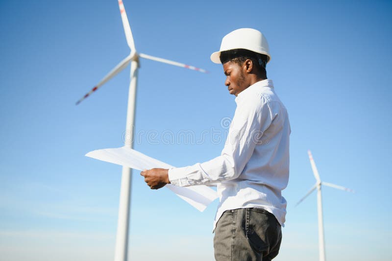 Power Engineer are Working with Wind Turbines Stock Image - Image of ...