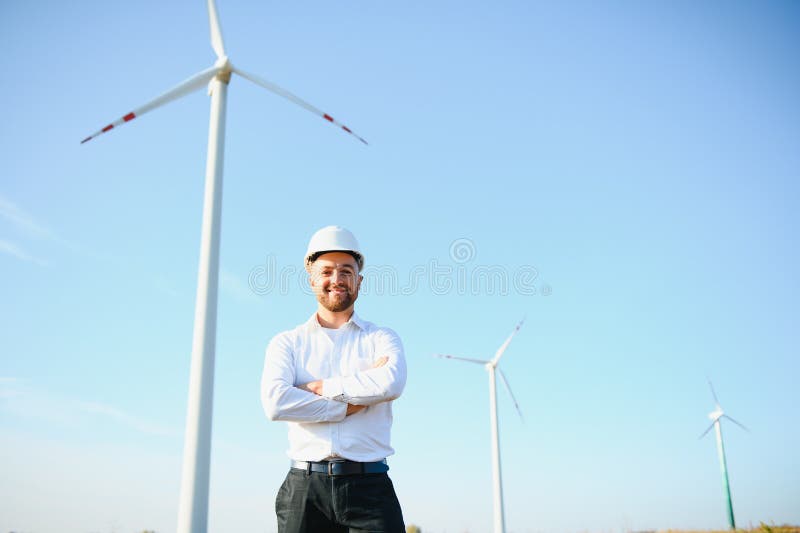 Power Engineer are Working with Wind Turbines Stock Image - Image of ...