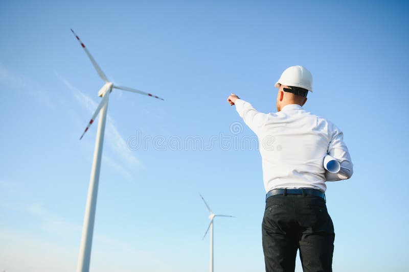 Power Engineer are Working with Wind Turbines Stock Photo - Image of ...