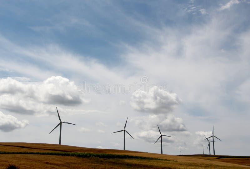 Power Generating Wind Turbines, Dramatic Sky Stock Image - Image of ...