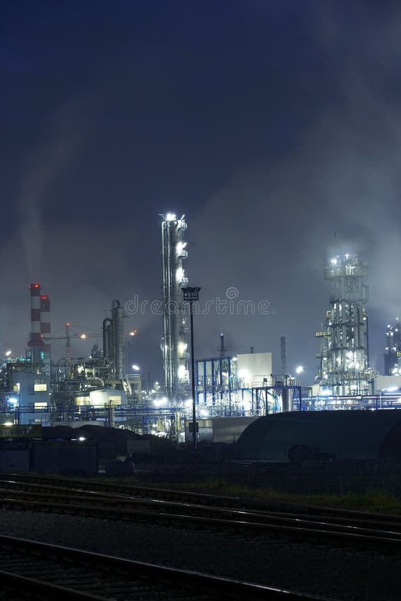 Power generation factory stock image. Image of pipe, night - 3780653