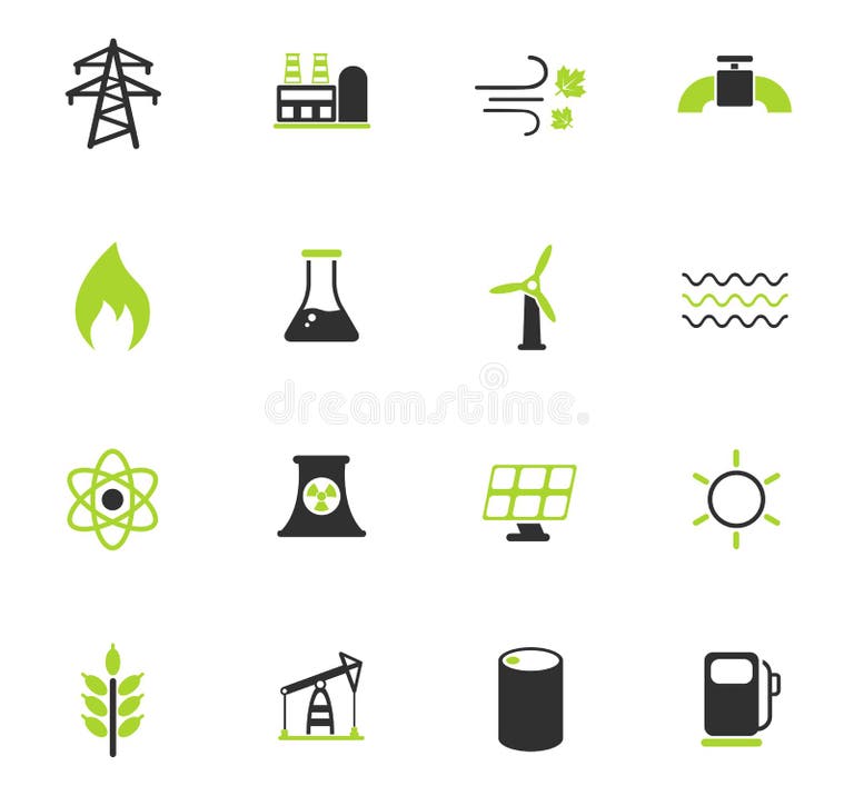 Power generation icon set stock vector. Illustration of nuclear - 122051177