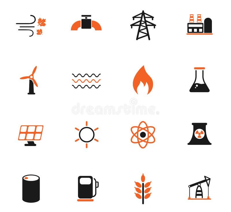 Power generation icon set stock vector. Illustration of gate - 123431134