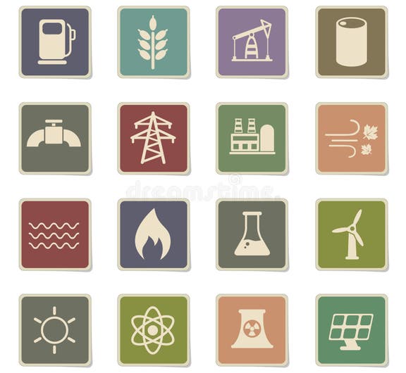 Power generation icon set stock vector. Illustration of waves - 121914127