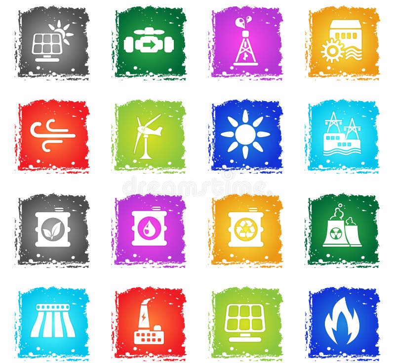 Power Generation Simply Icons Stock Vector - Illustration of spike ...