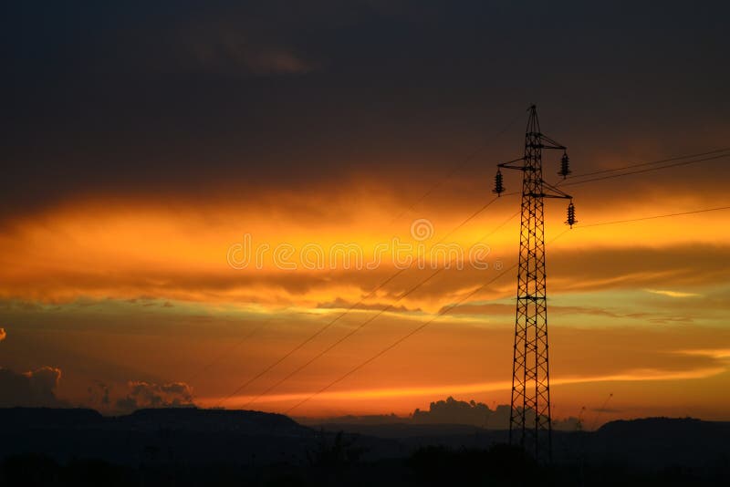 Power generation at sunset stock photo. Image of generation - 263952730