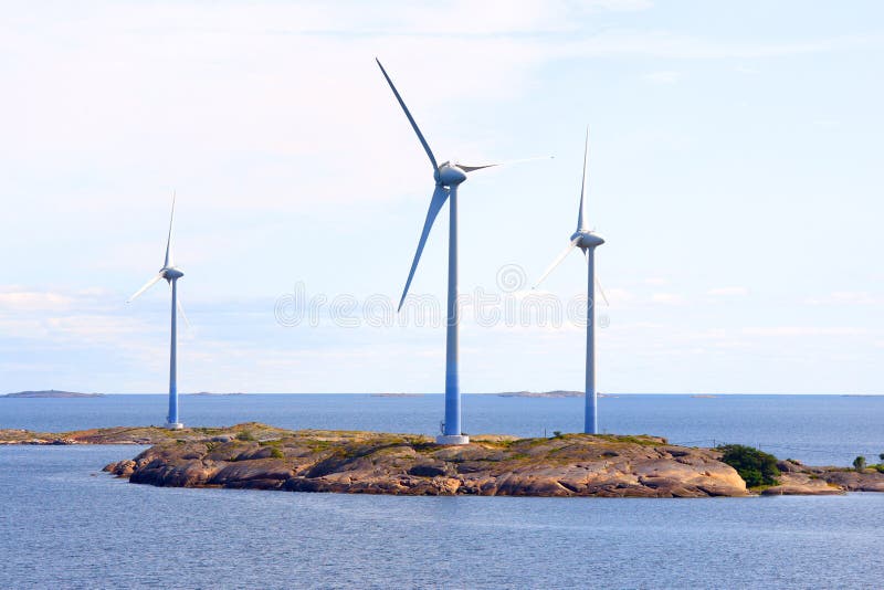 Electricity Wind Generators at Sea. Stock Image - Image of environment ...