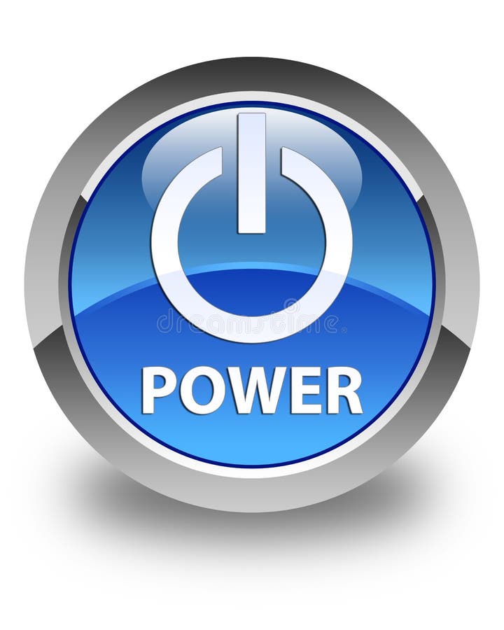 Power Glossy Blue Round Button Stock Illustration - Illustration of ...