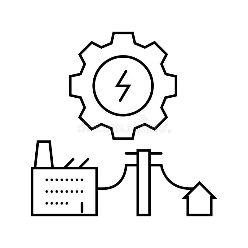 Power Grid Efficient Line Icon Vector Illustration Stock Vector ...