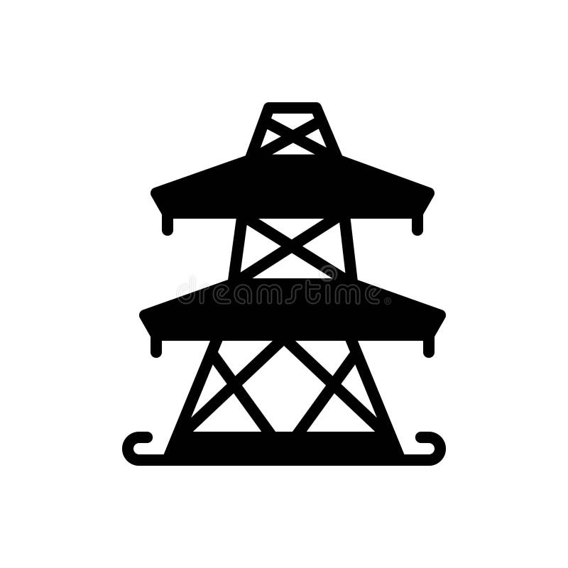 Black Solid Icon for Power Grid, Power and Electric Stock Vector ...